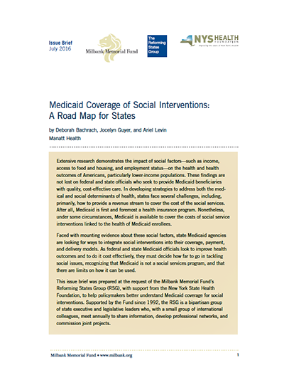 Medicaid Coverage of Social Interventions: A Road Map for States ...